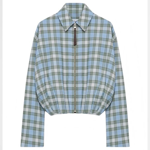 Loewe | Jackets & Coats | Loewe Blue Check Draped Jacket Easy Elegance ...